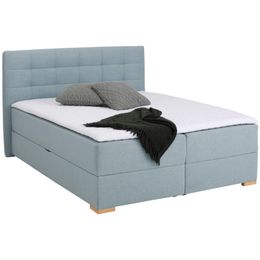 Boxbett Home Affaire "Olivet", blau (petrol), B:174cm L:230cm, Komplettbetten, in 4 Farben, 4 Breiten, 2 Matratzenarten, auch in Überlänge 220 cm