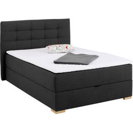 Boxbett Home Affaire "Olivet", grau (anthrazit), B:154cm L:210cm, Komplettbetten, in 4 Farben, 4 Breiten, 2 Matratzenarten, auch in Überlänge 220 cm