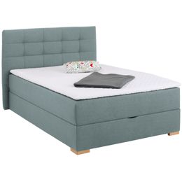 Boxbett Home Affaire "Olivet", blau (petrol), B:154cm L:210cm, Komplettbetten, in 4 Farben, 4 Breiten, 2 Matratzenarten, auch in Überlänge 220 cm