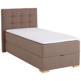 Boxbett Home Affaire "Olivet", braun (hellbraun), B:104cm L:210cm, Komplettbetten, in 4 Farben, 4 Breiten, 2 Matratzenarten, auch in Überlänge 220 cm
