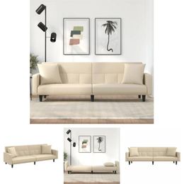 Schlafsofa mit Kissen Creme Stoff - Sofas - Creme - The Living Store