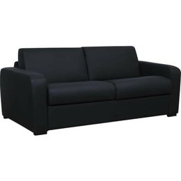 Vente-unique - Schlafsofa mit Matratze 3-Sitzer - Matratze 18 cm - Leder - Schwarz - bevis