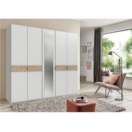 Lomadox Kleiderschrank 5-türig 225 cm breit BRADFORD-43 weiß mit Eiche