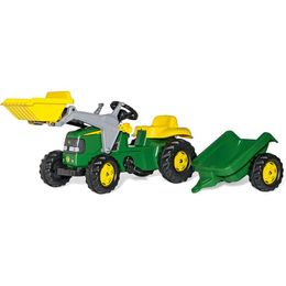 Trettraktor rollyKid John Deere mit Anhänger + Frontlader, Traktor - Rolly Toys