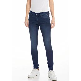 5-Pocket-Jeans Replay "NEW LUZ Skinny Fit", Damen, Gr. 28, Länge 30, blau (dunkelblau 771), Denim/Jeans, Obermaterial: 90% Baumwolle, 8% Polyester, 2% Elasthan, casual, skinny fit, Jeans, in Ankle-Länge