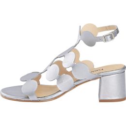 Sandalette Heine, Damen, Gr. 37, silber (silberfarben), Leder, Glattleder, Lackleder, modisch, Schuhe