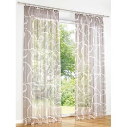 Gardine HEINE HOME Gr. 1, beige (taupe, weiß), B:140cm H:145cm, Polyester, Gardinen