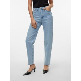 Véro Moda High-waist-Jeans VERO MODA "VMTESSA HR MOM JEANS RA389 GA NOOS", Damen, Gr. 28, Länge 32, blau (light blau denim), Denim/Jeans, Obermaterial: 99% Baumwolle, 1% Elasthan, unifarben, modisch, Jeans