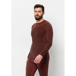 Langarmshirt Jack Wolfskin "SEAMLESS WOOL L/S M", Herren, Gr. XL (54/56), rot (rot, earth), 55% WOLLE (MERINO), 43% POLYAMID, 2% ELASTHAN, Langarm, Shirts