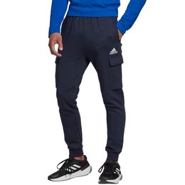 Sporthose adidas Sportswear "ESSENTIALS FLEECE REGULAR TAPERED CARGOHOSE" Gr. XXXL, N-Gr, blau (legend ink, weiß), Herren, Obermaterial: 70% Baumwolle, 30% Polyester, clean, Hosen