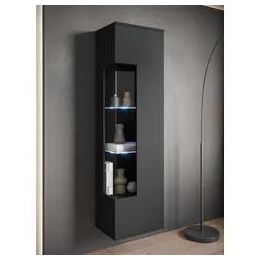 Vitrine Inosign "Kenia", schwarz (schwarz graphite matt), H:161,4cm T:32cm, FSC-zertifizierter Holzwerkstoff, Schränke, Vitrine Vitrineschrank mit Glastüren 160 cm Höhe