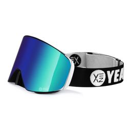 YEAZ Magnet-Ski-Snowboardbrille gr&uuml;n verspiegelt/silber APEX