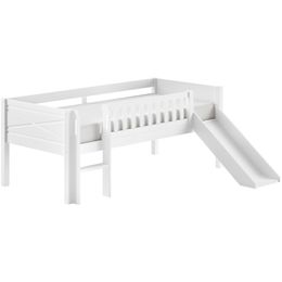 Spielbett Vipack "Scott mit niedriger Einstiegshöhe inkl. Leiter, Rutsche und Rollnrost", weiß (weiß, weiß, weiß), B:175cm H:83cm L:208cm, Betten, in Kiefer massiv, weiß 90x200 cm, wahlweise ohne und mit Rollboxen