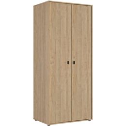 Kleiderschrank GAMI "2-türiger Kleiderschrank", braun (kastanie natur nachbildung), B:86cm H:200cm T:58cm, Spanplatte, Schränke, ein einfaches und funktionales, gut eingerichtetes Schrank