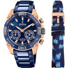 Chronograph Festina "Chrono Bike 2021 - Special Edition Connected, F20549/1", blau (dunkelblau), Armbanduhren, Herren, Armbanduhr, Quarzuhr, Herrenuhr, Stoppfunktion, ideal als Geschenk