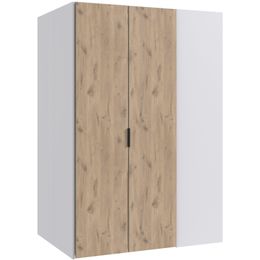 Eckschrank wimex "Norderney", weiß (weiß, absetzung viking oak nachbildung), B:135,2cm H:197cm T:97cm, Spanplatte, Schränke, Begehbarer Kleiderschrank, Ecklösung, Garderobe