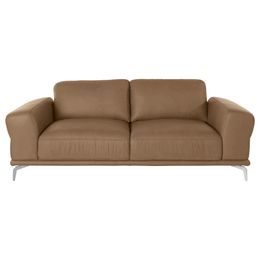 2,5-Sitzer W.Schillig "montanaa", braun (fango z69), B:212cm H:78cm T:94cm, Sofas, mit Metallf&uuml;&szlig;en in Chrom gl&auml;nzend, Breite 212 cm