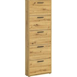 HBZ-MEBLE Schuhkipper HBZ "Sam Schuhkipper, Schuhschrank BxHxT 59x169x17 cm", braun (artisan, artisan), B:59cm H:169cm T:17cm, Holzwerkstoff, Sideboards, Schuhkipper mit 5 Klappen