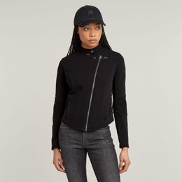 G-Star Raw Sweatjacke G-STAR "Biker Slim Jacket", Damen, Gr. L, schwarz (dk schwarz), Sweatware, Obermaterial: 83% Baumwolle, 17% Polyester, casual, slim fit, Langarm mit Ärmeleinsatz abgesteppte Kante, Sweatjacken