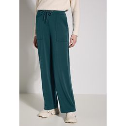 Culotte Cecil, Damen, Gr. L, Länge 30, blau (petrol grün), Stoff, 49% Polyester, 43% Modal, 8% Elasthan, unifarben, casual, loose fit lang, Hosen, High Waist