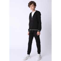 Kapuzensweatshirt Gulliver, Jungen, Gr. 164, schwarz, 95% Baumwolle, 5% Elasthan, unifarben, casual, kurz, ohne Ausschnitt, Langarm, Sweatshirts, mit verstellbarer Kapuze