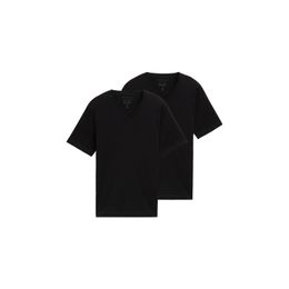 Tom Tailor Herren Basic T-Shirt im Doppelpack mit V-Ausschnitt, schwarz, Uni, Gr. XL