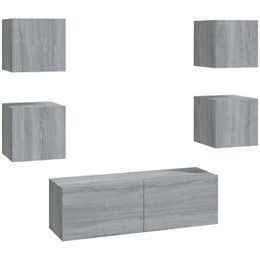 vidaXL - TV-Wandschrank-Set Grau Sonoma Holzwerkstoff