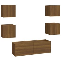 vidaXL - TV-Wandschrank-Set Braun Eichen-Optik Holzwerkstoff