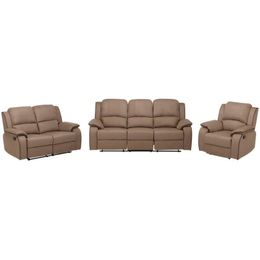 Couchgarnitur Relax 3+2+1 - Microfaser - Taupe - hernani