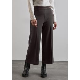 Culotte Street One, Damen, Gr. 34, Länge 26, braun (schwarz oak braun), Stoff, 70% Viskose, 26% Polyester, 4% Elasthan, unifarben, casual, weit 7/8-Länge, Hosen, mit Elastikbund