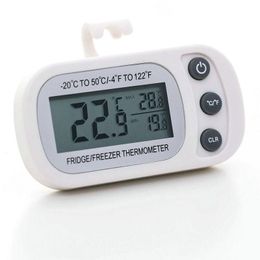 Weißes Kühlschrank-Thermometer, LCD-Display, digitales wasserdichtes Gefrierschrank-Thermometer mit magnetischem Haken, Kühlschrank-Thermometer (-20