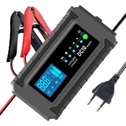 10A 12V/24V Intelligentes Autobatterieladegerät, LCD-Autoladegerät, Batterieerhaltungsgerät, für AGM-, Motorrad-, Rasenmäher- und Blei-Säure-Batterien