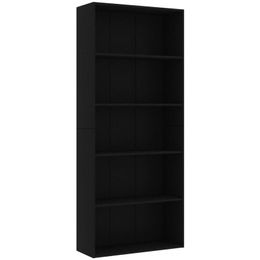 Bücherregal 5 Fächer Schwarz 80x30x189 cm Holzwerkstoff vidaXL