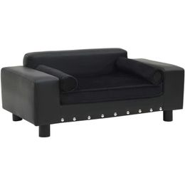 vidaXL - Hundesofa Schwarz 81x43x31 cm Plüsch und Kunstleder