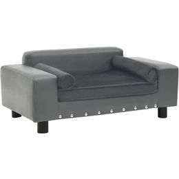 vidaXL - Hundesofa Grau 81x43x31 cm Plüsch und Kunstleder