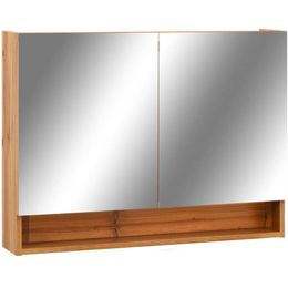 vidaXL - LED-Spiegelschrank fürs Bad Eiche 80x15x60 cm mdf