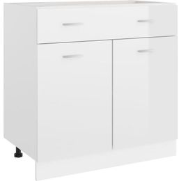 vidaXL - Schubunterschrank Hochglanz-Weiß 80x46x81,5 cm Holzwerkstoff