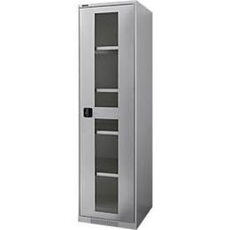 Schäfer Shop Schäfer Shop Genius Flügeltürenschrank FS, Stahl, Sichtfenster, Lüftungslöcher, B 545 x T 620 x H 1950 mm, 5 OH, Weißalu/Weißalu, bis 250 kg