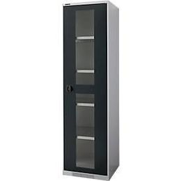 Schäfer Shop Schäfer Shop Genius Flügeltürenschrank FS, Stahl, Sichtfenster, Lüftungslöcher, B 545 x T 620 x H 1950 mm, 5 OH, Weißalu/Anthrazitgrau, bis 250 kg