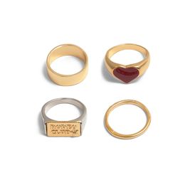 Pull&Bear Pull&bear Ring Damen Gr&ouml;&szlig;e 52/53 gold / dunkelrot / silber
