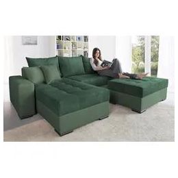 Ecksofa Collection AB "Josy L-Form", grün (dunkelgrün), B:214cm H:84cm T:161cm, 100% Polyester, Sofas, mit Bettfunktion und Bettkasten, Federkern