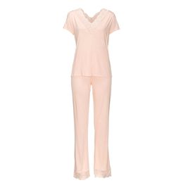 Lascana Pyjama Damen Gr&ouml;&szlig;e XXS/XS apricot Winterkleid