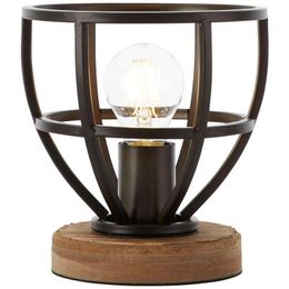 Brilliant - Lampe Matrix Wood Tischleuchte 18cm schwarz antik 1x A60, E27, 40W, geeignet für Normallampen (nicht enthalten) Mit Schnurzwischenschalter