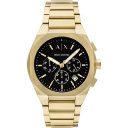 Chronograph Armani Exchange, gold (goldfarben), Armbanduhren, Herren, Armbanduhr, Herrenuhr, Edelstahlarmband, analog, Tag, Stoppfunktion