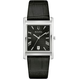 Quarzuhr Bulova, schwarz, Armbanduhren, Herren, Armbanduhr, Herrenuhr, Lederarmband, analog, Tag