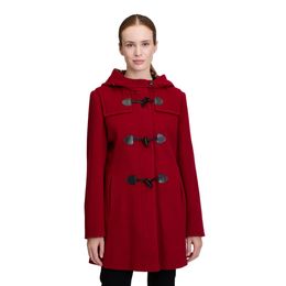 Outdoorjacke Gil Bret "Gil Bret Dufflecoat mit Kapuze" Gr. 38, rot (dunkelrot), Damen, Obermaterial: 75% Wolle, 20% Polyamid, 5% Kaschmir. Besatz: 40% Polyacryl, 30% Polyester, 25% Wolle, 5% Diverse Faserarten. Futter: 100% Polyester., Jacken