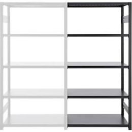 Steckregal ORDO Business, Anbauregal, modular, 5 Fachböden, Fachlast 140 kg, Feldlast 1200 kg, B 760 x T 835 x H 2000 mm, Stahl, schwarz