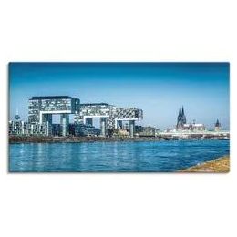 Wandbild Artland "Köln Kranhäuser und Dom", blau, B:150cm H:75cm, Bilder, als Alubild, Outdoorbild, Leinwandbild in verschied. Größen