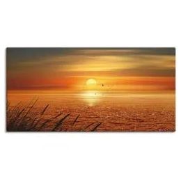 Wandbild Artland "Sonnenuntergang über dem Meer", orange, B:150cm H:75cm, Canvas, Leinwand, Bilder, als Leinwandbild, Poster, Wandaufkleber in verschied. Größen