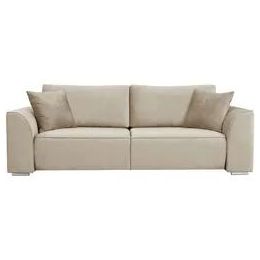 3-Sitzer Inosign "Beatrice Schlafsofa", beige (creme), B:250cm H:92cm T:107cm, 100% Polyester, Sofas, wahlweise auch mit Bettfunktion und Bettkasten, incl. 2 Zierkissen